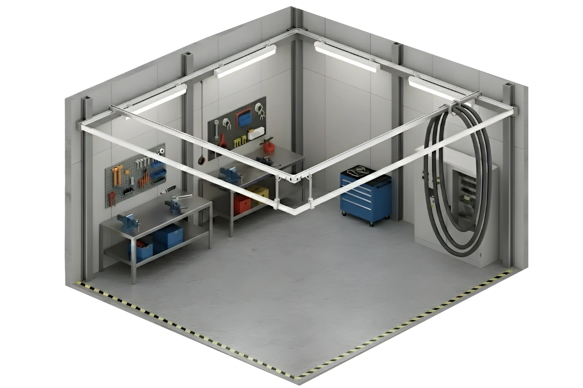 Overhead Tool Trolley Track – AKON – Industrial Curtain Track